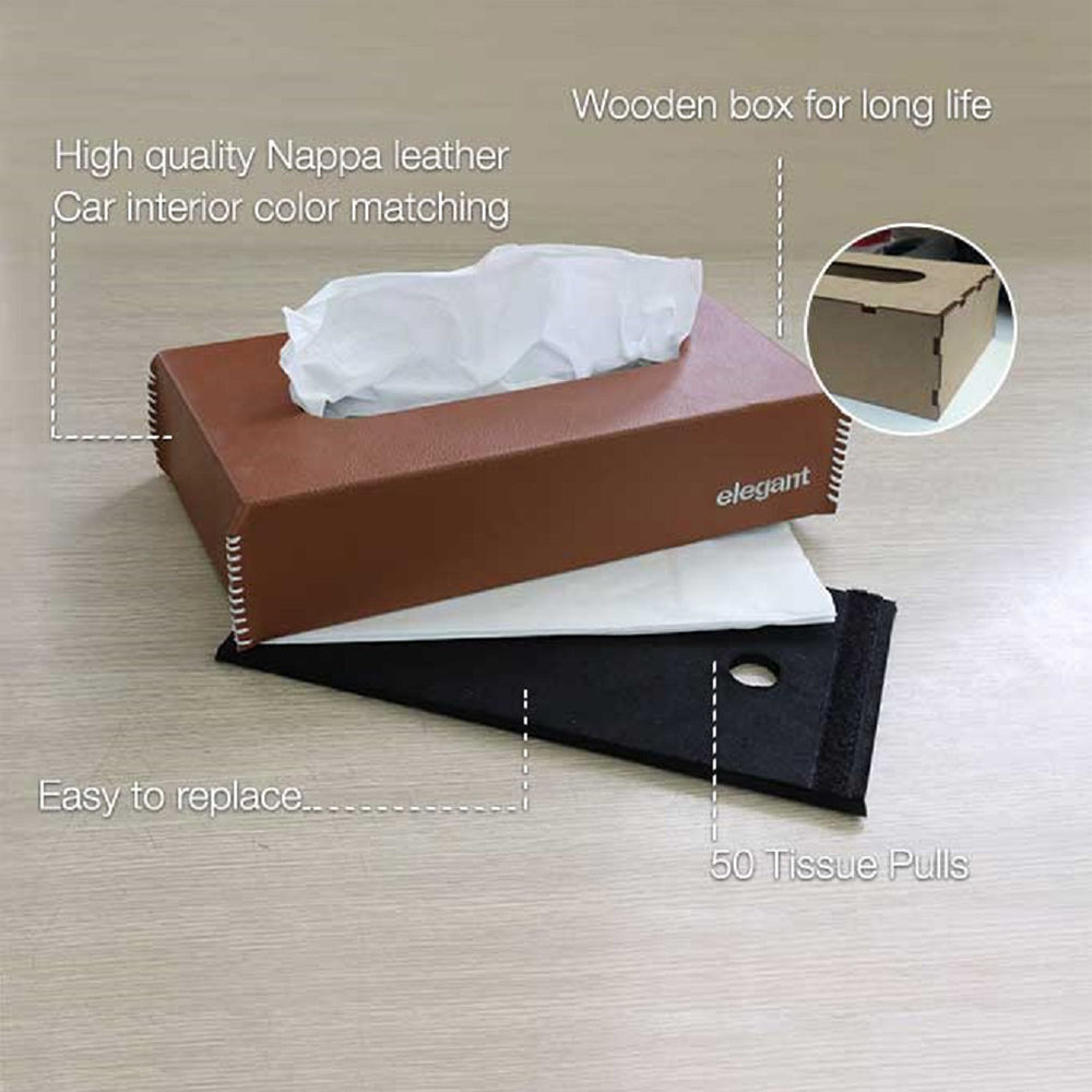 Nappa Leather Tissue Box Tan and White | Tissue box online – Elegant ...